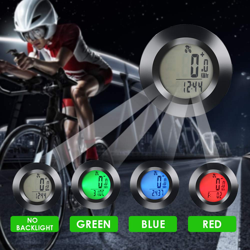 Bike Computer,3 Color Backlight Bike Speedometer,AutoOn/Off Cycle Bicycle Computer,LCD Power Meter Cycling Computer,Waterproof Bicycle Speedometer,Mountain Bike Odometer Distance Tracker