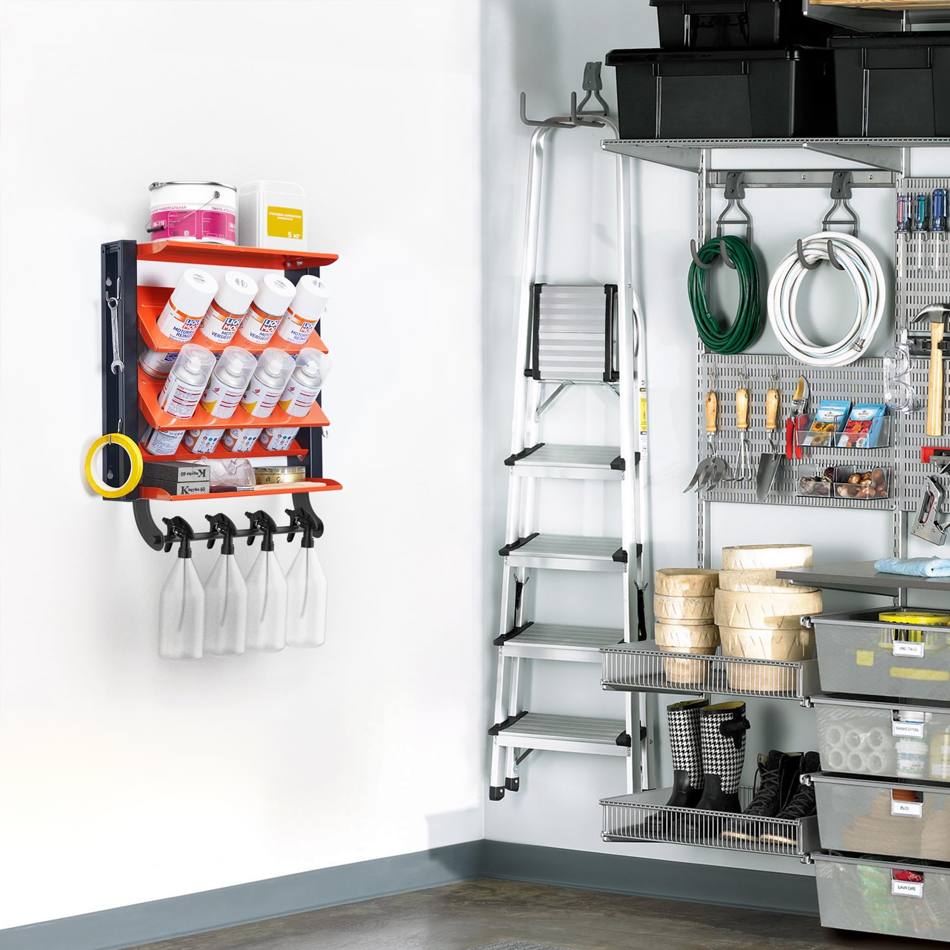 WALMANN Wall Mount Spray Paint Can Holder, Heavy Duty Metal Paint Can Storage Rack for Garage, Shop Paint Can Holder, Holds Up to 100Lbs