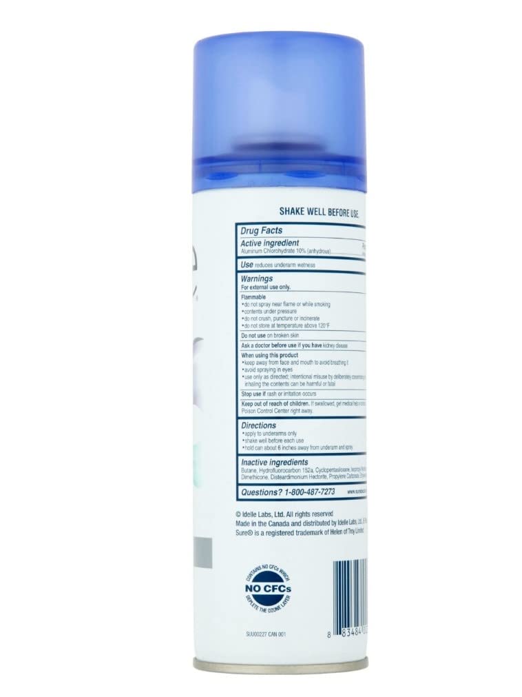 Sure Anti-Perspirant & Deodorant Aerosol Spray Unscented, 6 oz (Pack of 6)