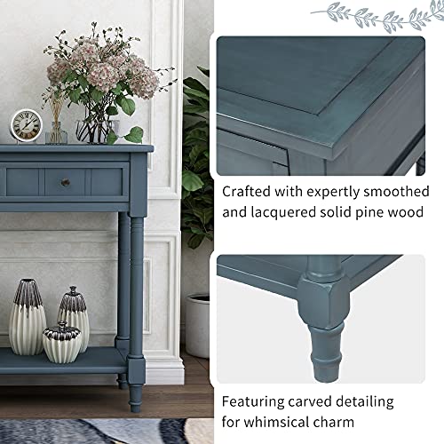 Knocbel Vintage Entryway Console Table with 2 Storage Drawers and Lower Shelf, Entry Hallway Foyer Sofa Table, Easy Assembly