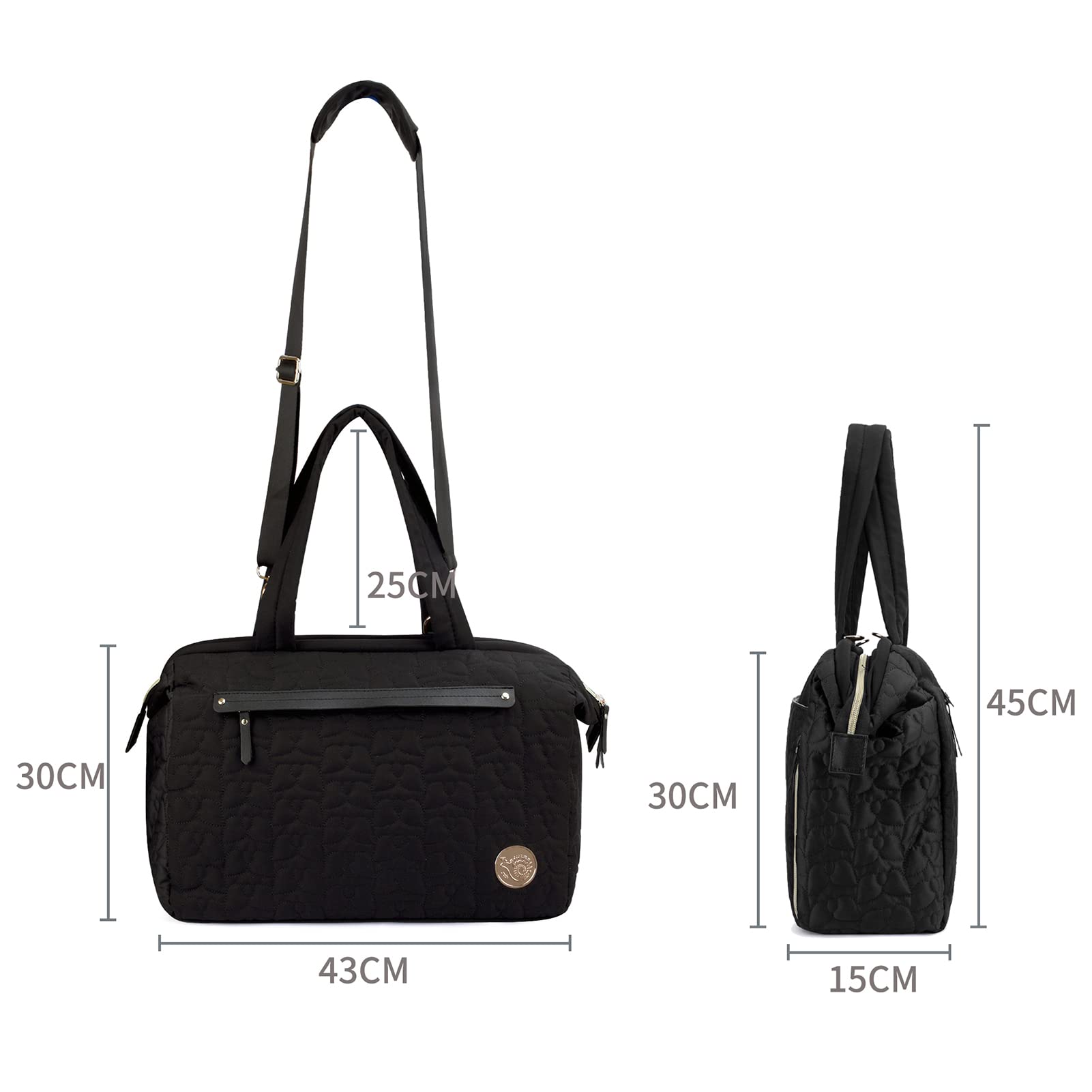 Bebamour Diaper Bag,Diaper Changing Totes Bag for Mom and Dad Multi-function Baby Diaper Bag Stylish Large Capacity Mommy Bag For Travel (Black)