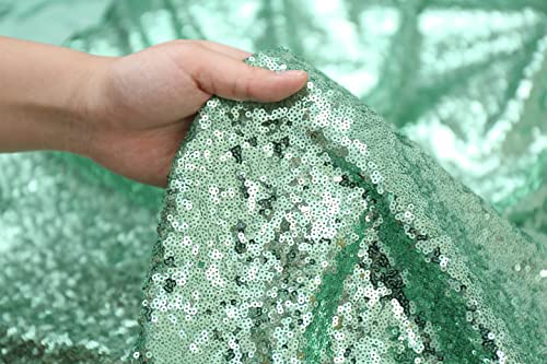 Green Sequin Backdrop Curtain, 2 Panels Mint Green Sequin Backdrop, 2FTx8FT Sequin Curtains for Party Wedding Sequence Backdrop