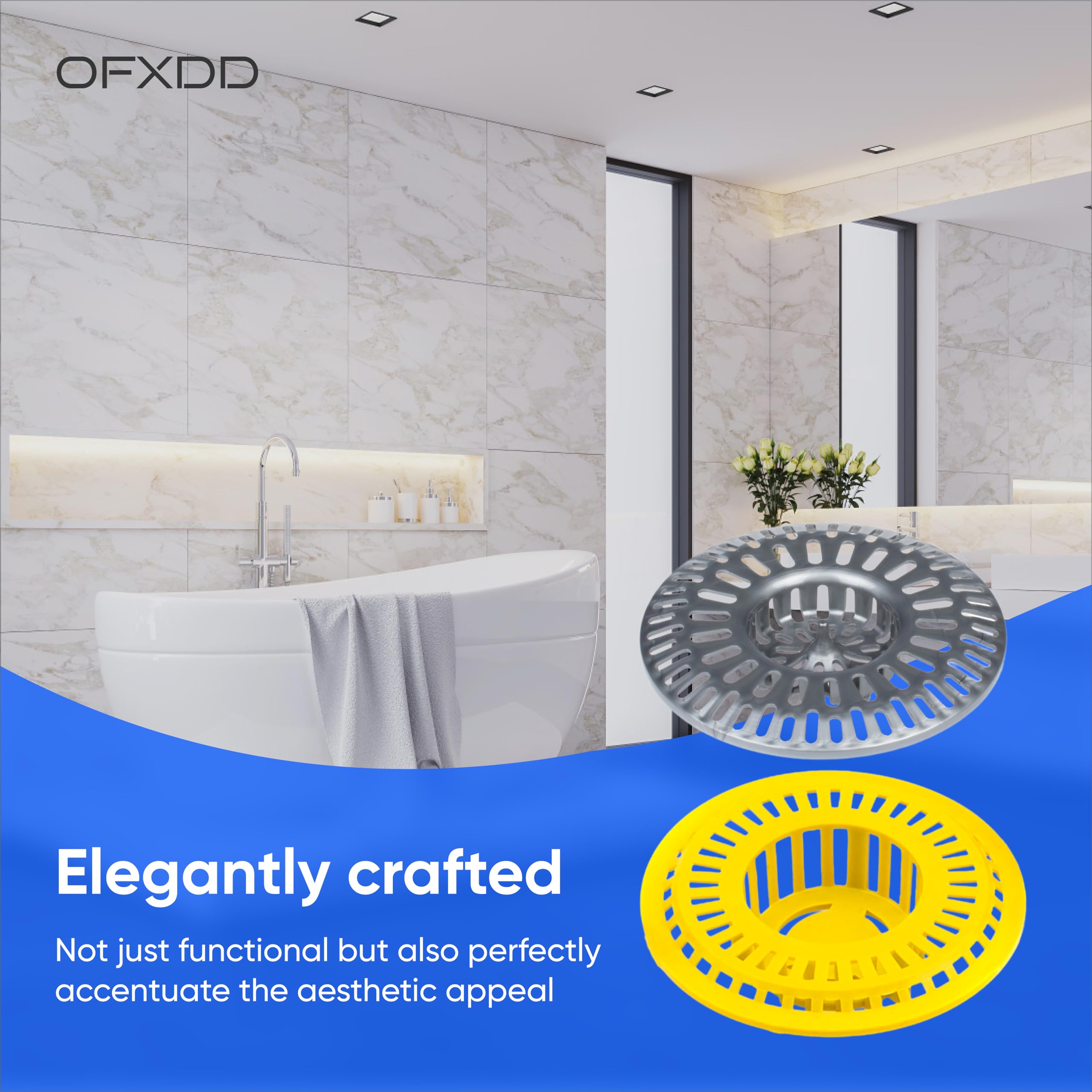 Sink Strainer for Kitchen Sink - Tub Drain Hair Catcher 2 Pcs - Plastic Bathtub & Sink Drain Strainer - Bathroom & Kitchen Sink Hair Catcher, 2.36 & 3.10 Inches