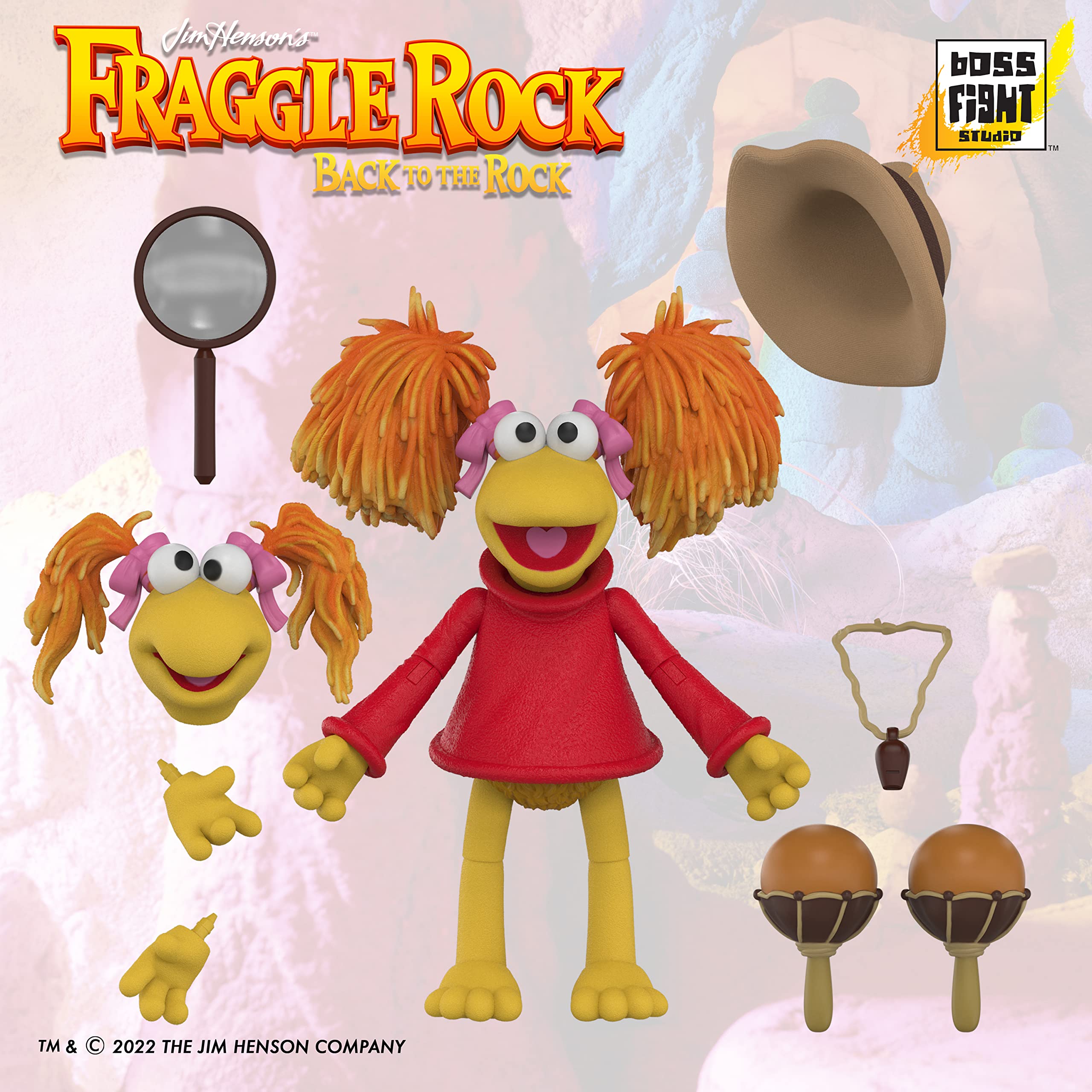 Boss Fight Studio Red, Fraggle Rock Collectible Action Figure β Highly Articulated Figurine - Accessories Including Hat, Magnifying Glass, Whistle, Maracas, Interchangeable Hands & Expression β 1:12
