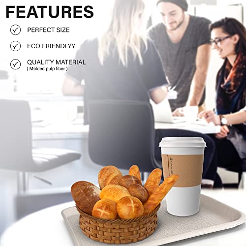 White Rectangular Molded Fiber Pulp Cafeteria Style Food Tray Size of 12βx 16β by MT Products (15 Pieces) - Made in The USA