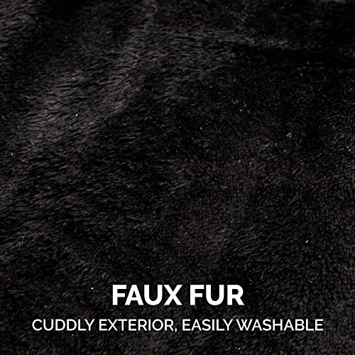 Furhaven Medium Dog Hat, Washable & Cozy - Plush Faux Fur Flex-Fit Black Bat Dog Hat Costume - Black, Medium
