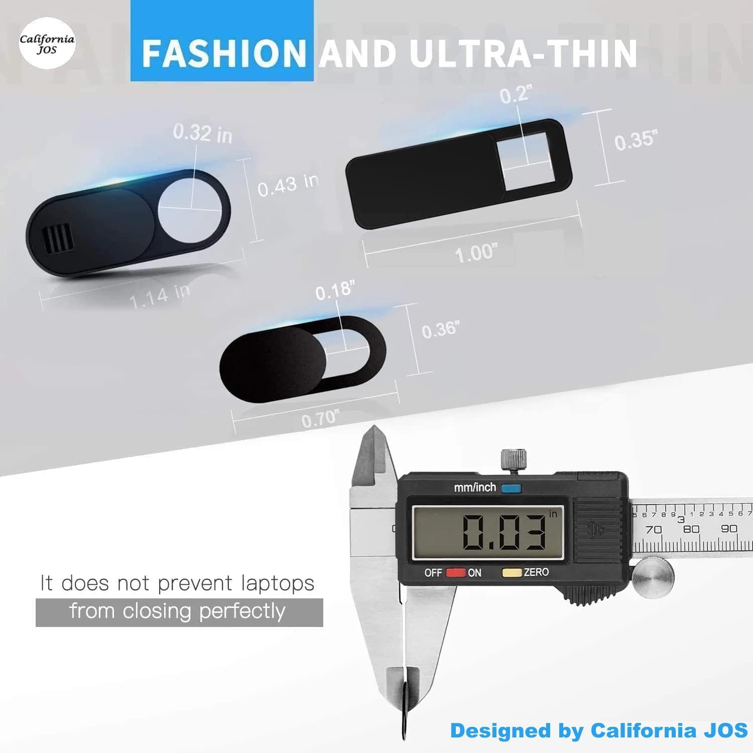 California JOS Webcam Cover Slide, Ultra-Thin for Laptop, MacBook, PC, iPhone, Protect Your Privacy and Security
