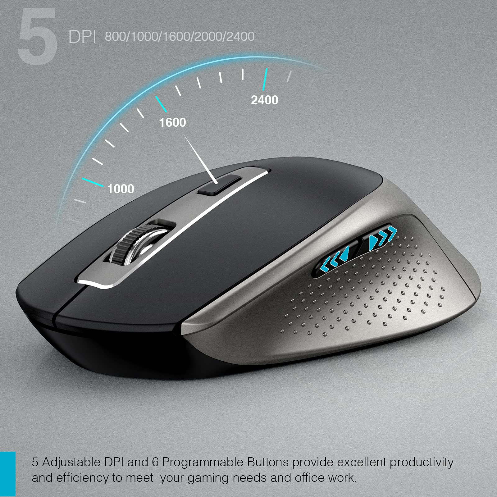 Bluetooth Mouse, J JOYACCESS 2.4G Wireless Bluetooth Mouse Dual Mode(Bluetooth 5.0/3.0+USB), Computer Mice for Laptop/ Computer MacBook/ Windows/ MacOS/ Android - White