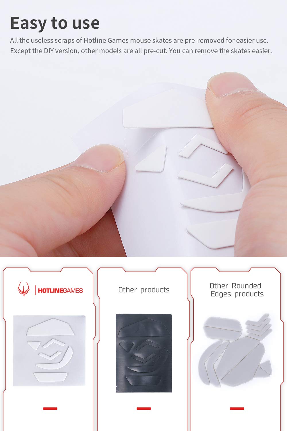 HOTLINEGAMES 2Sets 3.0 Plus Rounded Curved Edges Mouse Feet Skates Compatible with Logitech G502 Wireless Gaming Mouse feet Replacement (0.8mm,Glide Feet Pads, White PTFE) Professional Upgrade Kit