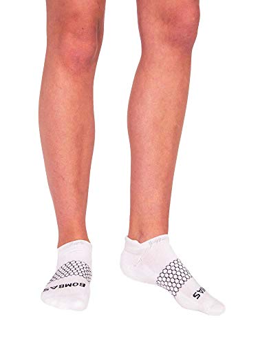 Bombas Women's Original's White Ankle Socks, Size Medium