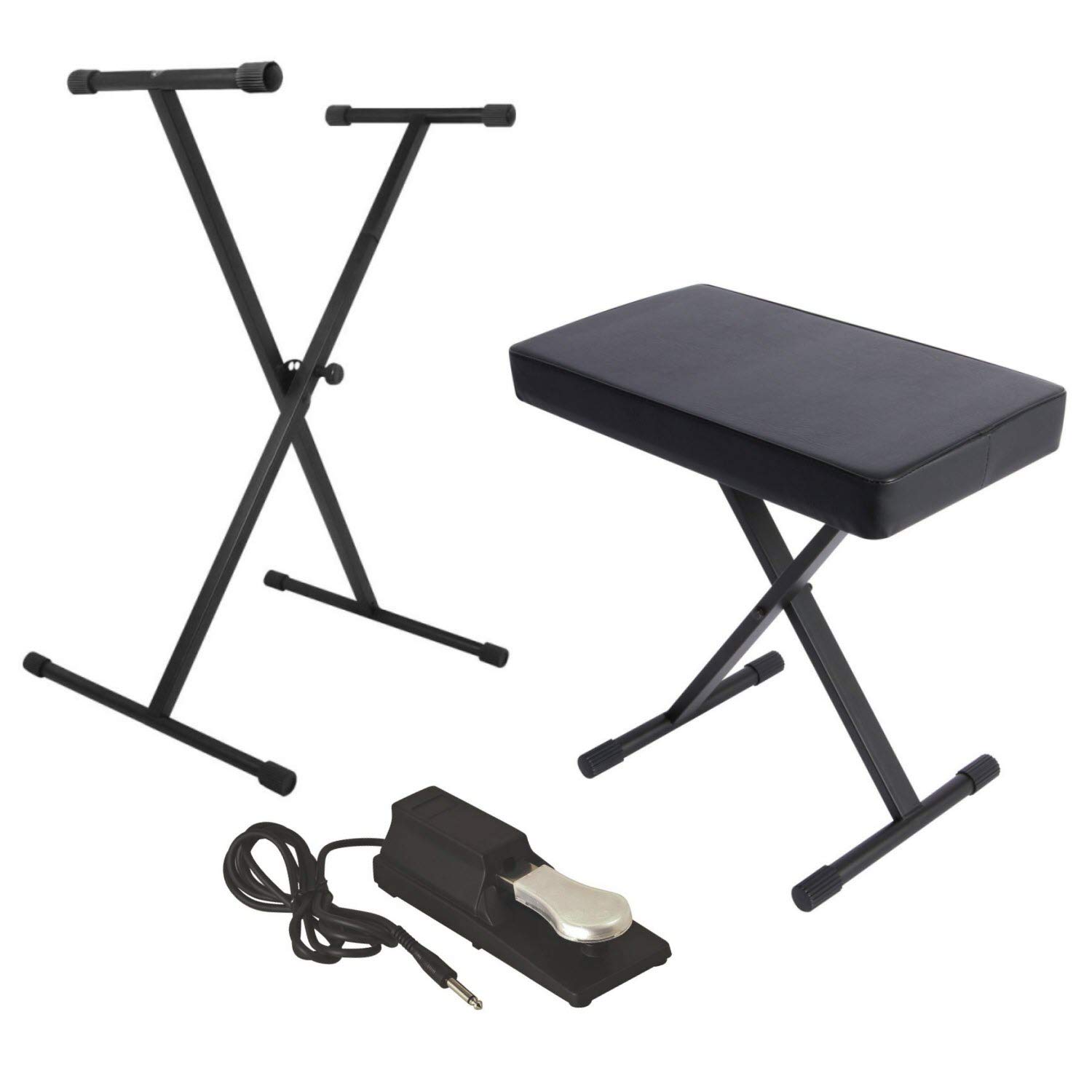 Korg EK-50 61-Key Arranger Entertainer Keyboard (Black), Starter Bundle with Bench, Stand and H&A Studio Headphones