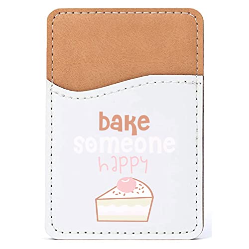 DistinctInk Adhesive Phone Wallet / Card Holder – Universal Vegan Leather Credit Card ID Adhesive Sleeve, Travel Light with Essential Items - Bake Someone Happy