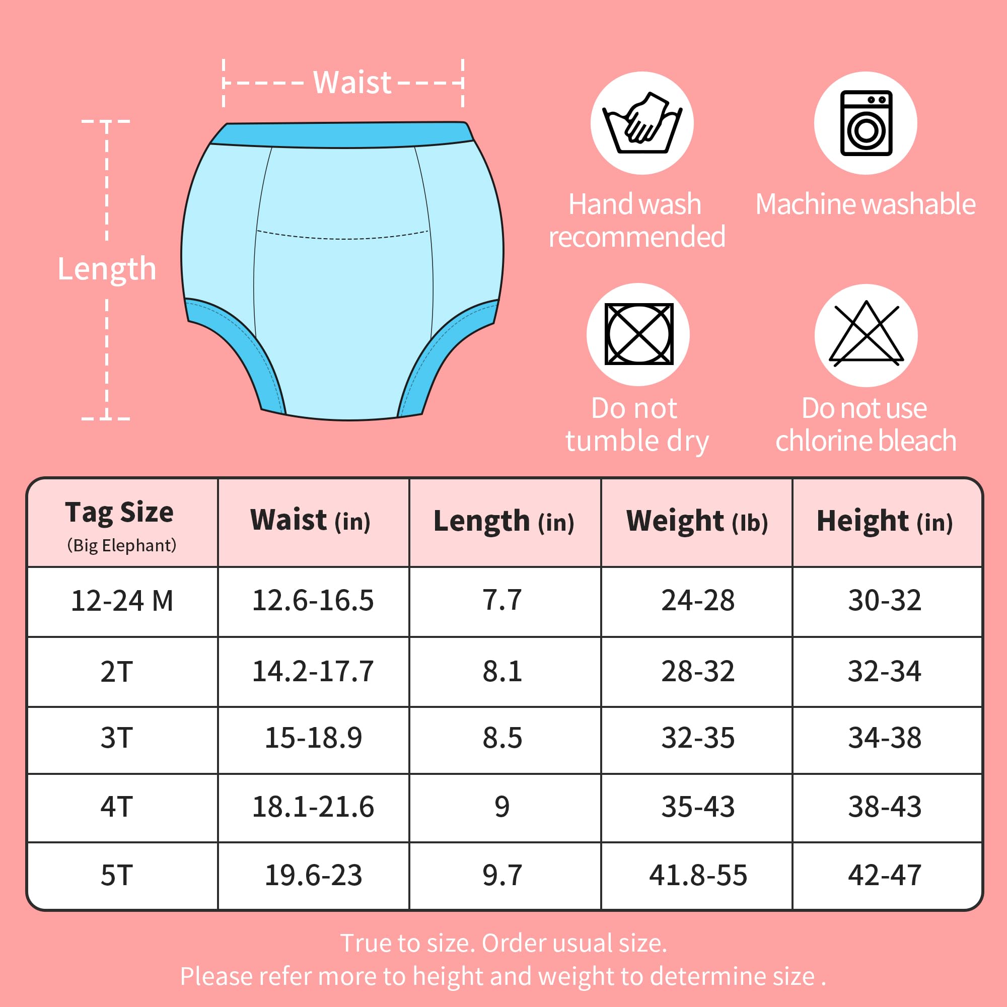 BIG ELEPHANT Random Color Toddler Training Pants 6 Pack, Potty Training Underwear for Boys and Girls, 3T