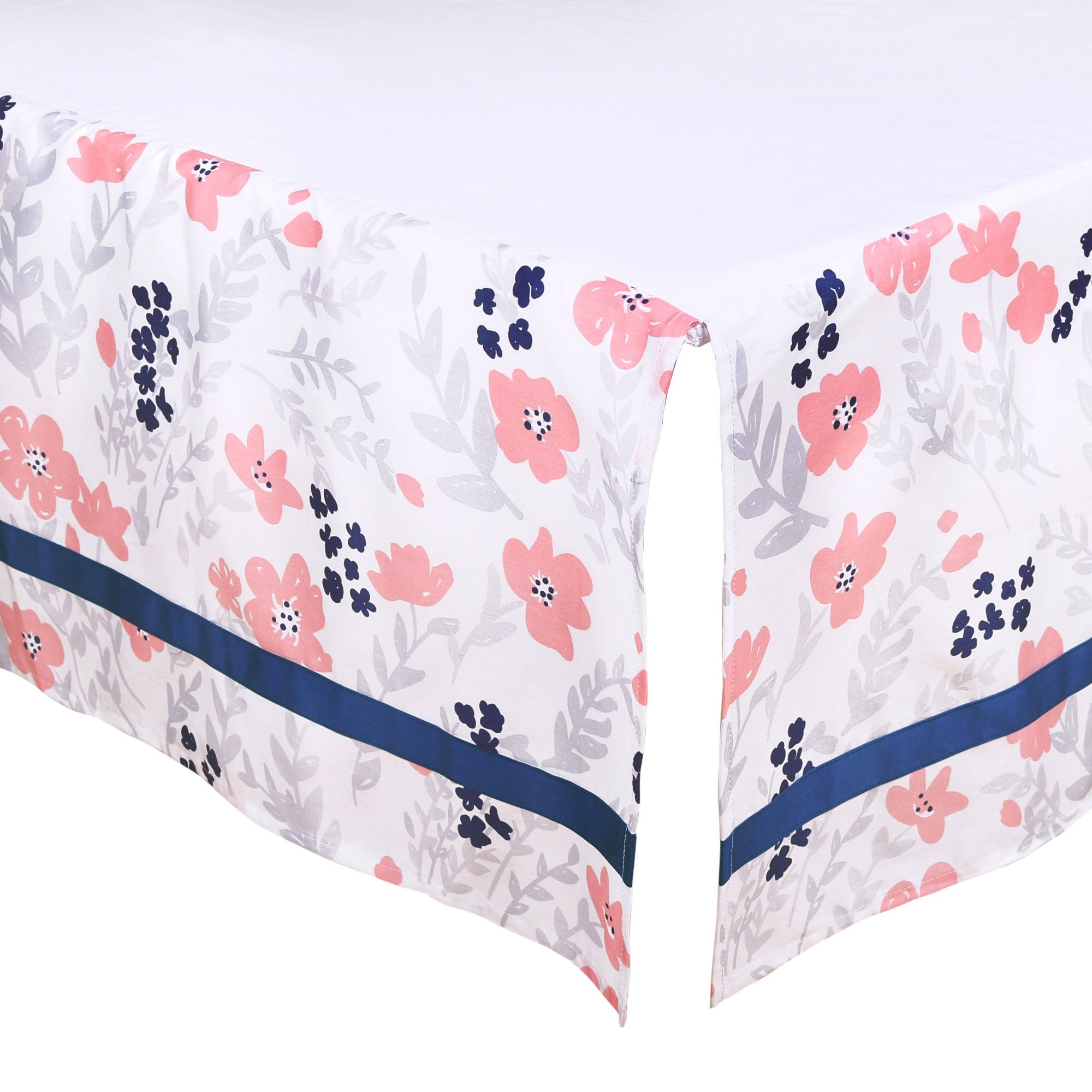 Purple, Pink and Mint Floral Tailored Crib Dust Ruffle by The Peanut Shell