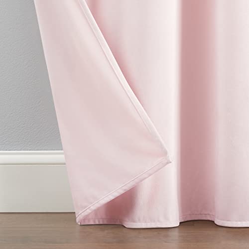 Eclipse Aurelia Velvet Room Darkening Grommet Noise Reduction Window Curtains (2 Panels), 52 in x 63 in, Blush