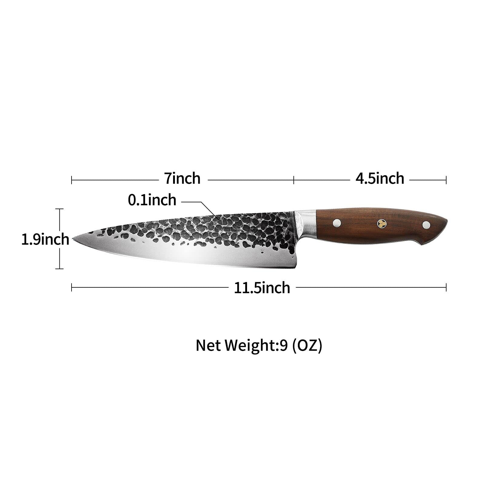 BearxBee Chef Knife Steak Knife,Comfortable Wooden Handle,High Carbon Stainless Steel 8 inch Stable Durable Knife for Kitchen,Chef,Cooking