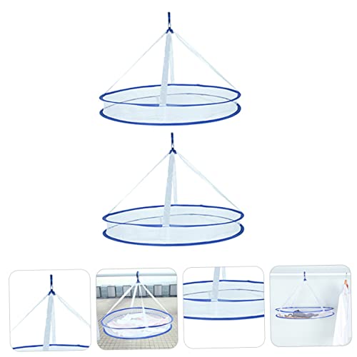 HOMSFOU 2pcs Drying Rack Foldable Laundry Rack Hanging Dry Windproof Cloth Dryer Outdoor Clothes Airer Drying Basket Single-Layer Clothes Basket Drying Hanger Sock Hanger Drying line Flat