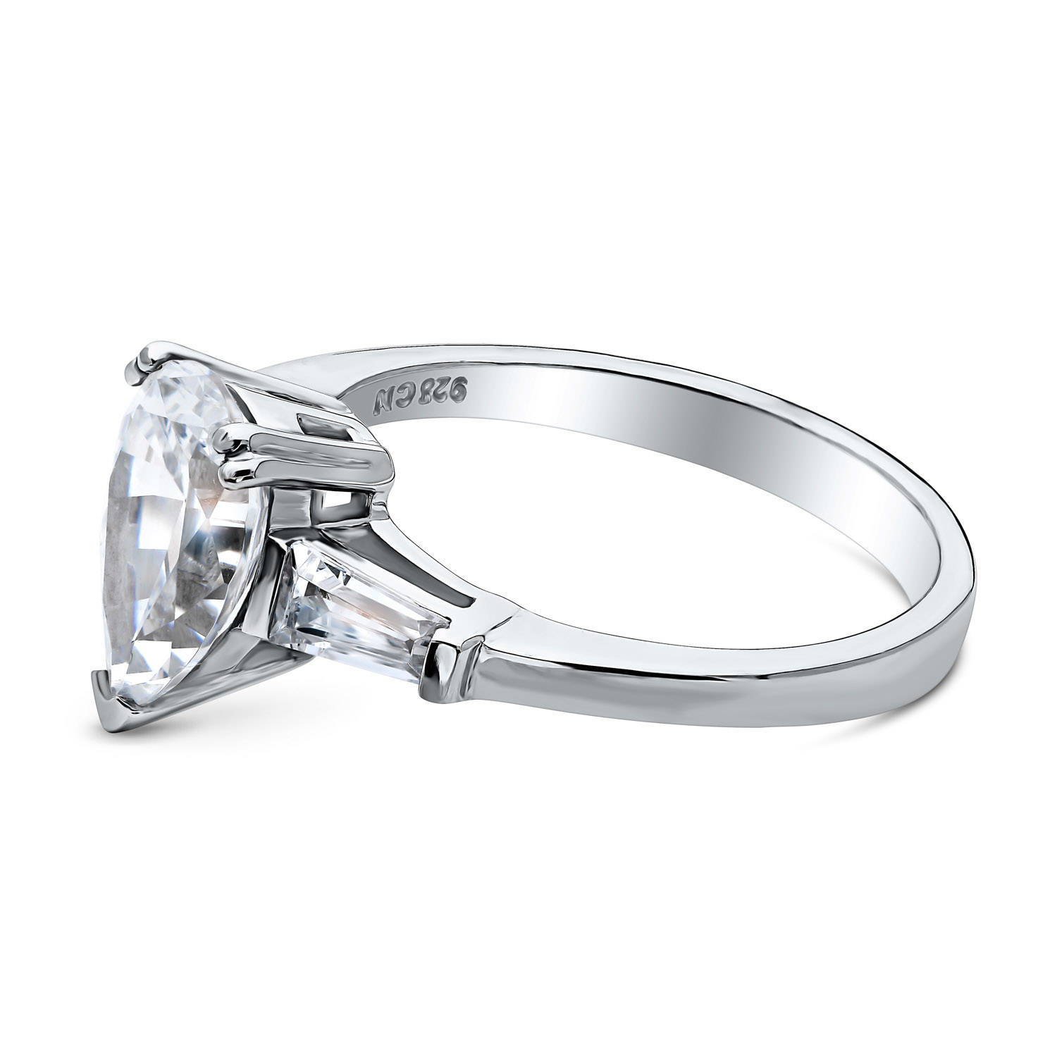 BERRICLE Sterling Silver Solitaire Wedding Engagement Rings 1.8 Carat Pear Cut Cubic Zirconia CZ Promise Ring for Women, Rhodium Plated Size 6
