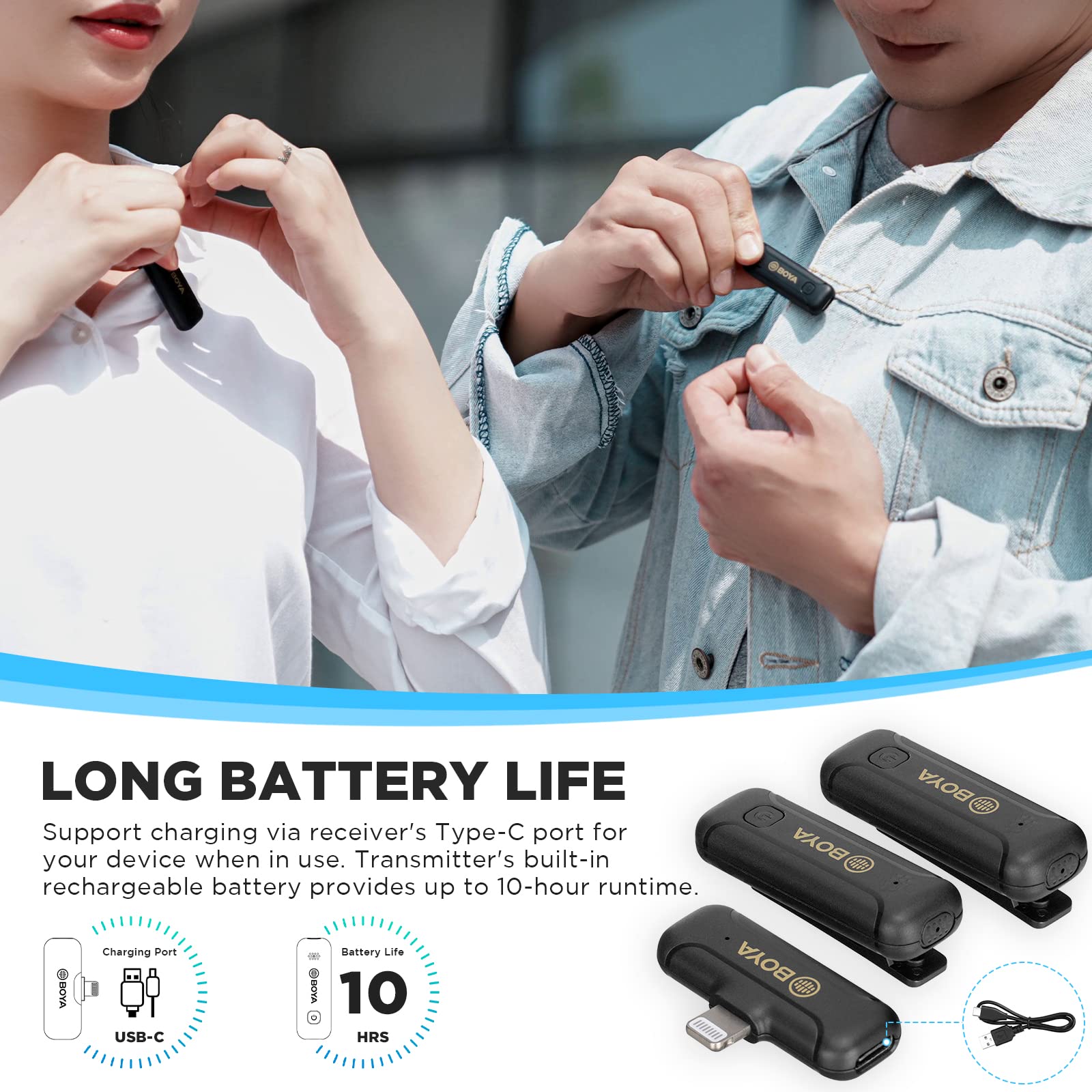 BOYA by-W4 Mutiple 4-Channels Wireless Lavalier Microphone System for 4 People,Mini Wireless Lapel Mic with Noise Cancelling & Real Time Monitoring for YouTube Vlog Interview Video Conference