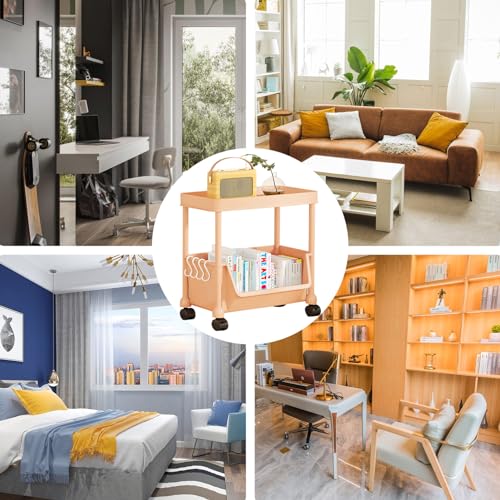 bemyl Mobile Bookshelf, Rolling Cart Book, Book Cart Organizer, Movable Storage Book Shelves, Book Rack Storage, Multi-Functional Mobile Book Cart Organizer