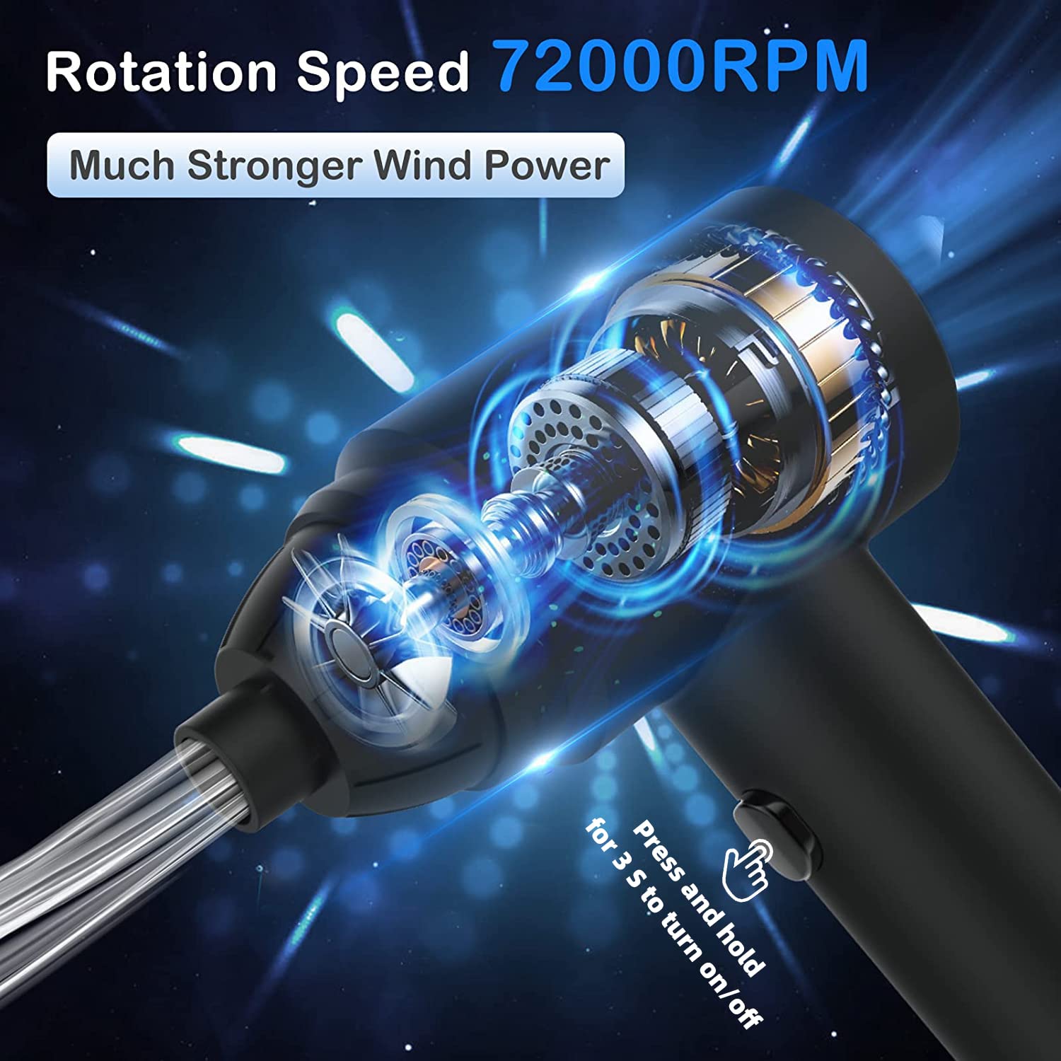 Compressed air Duster and Vacuum 2-in-1 Electric air Blower Replaces Air Cans/Pump 2-Gear for Computer Keyboard Camera Car Home Cleaning Cordless air Duster pc 5000mAh