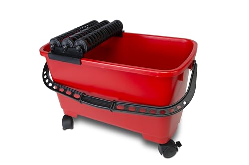 RUBICLEAN Triple SuperPro Grout Bucket System – Lightweight, Durable Washboy with 3 Spiral Rollers, 5.3 gal Capacity, Wheels, and Carry Handle – Ideal for Tile Installation and Cleaning