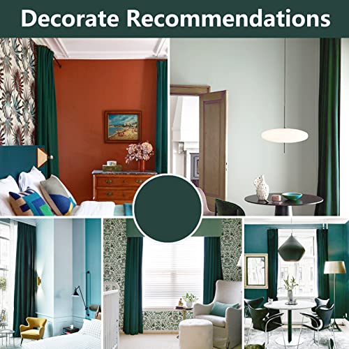 FY FIBER HOUSE 2 Window Panels, Room Darkening, Rod Pocket Super Soft Luxury Velvet, Energy Efficient, 52W x 63L, Decorative Drapes, Dark Green