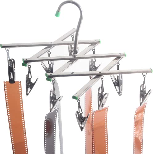 Fuyunohi 10 Clips Foldable Drying Rack Stainless Steel Film Hanging Rack Darkroom Equipment for 135 120 4x5'' Film