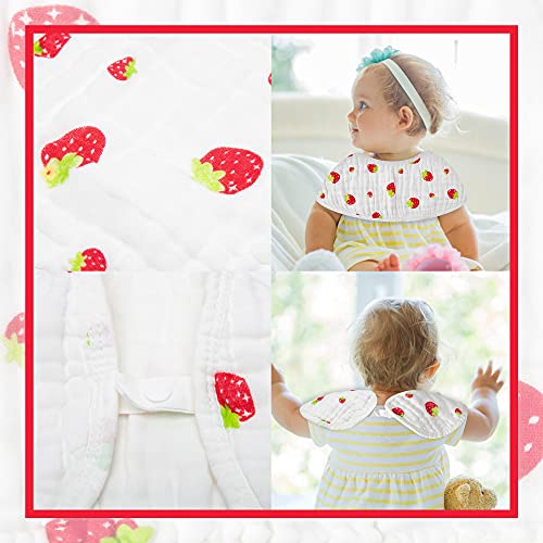 GROBRO7 5Pcs Burp Cloths Baby Bibs Muslin Burping Bid for Babies with Strawberry Flamingo Cotton Large Towels in 6 Layers Extra Absorbent Soft Machine Washable Nursery Newborn Gift 7x18.5inch