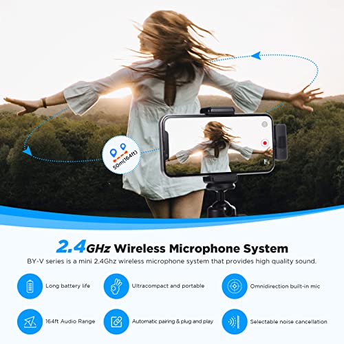 BOYA Wireless Lavalier Lapel Microphone for iPhone iPad - Mini Omnidirectional Condenser Video Recording Mic for Interview Podcast Vlog YouTube Live Stream