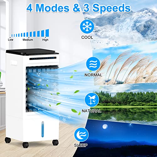 Portable Air Conditioners, 4-IN-1 Air Conditioner Portable for Room with 4 Modes 3 Speeds, 1.32 Gal Water Tank, Portable Ac w/Remote, 7H Timer, 90°Oscillation, Quiet Air Conditioner for Home Office