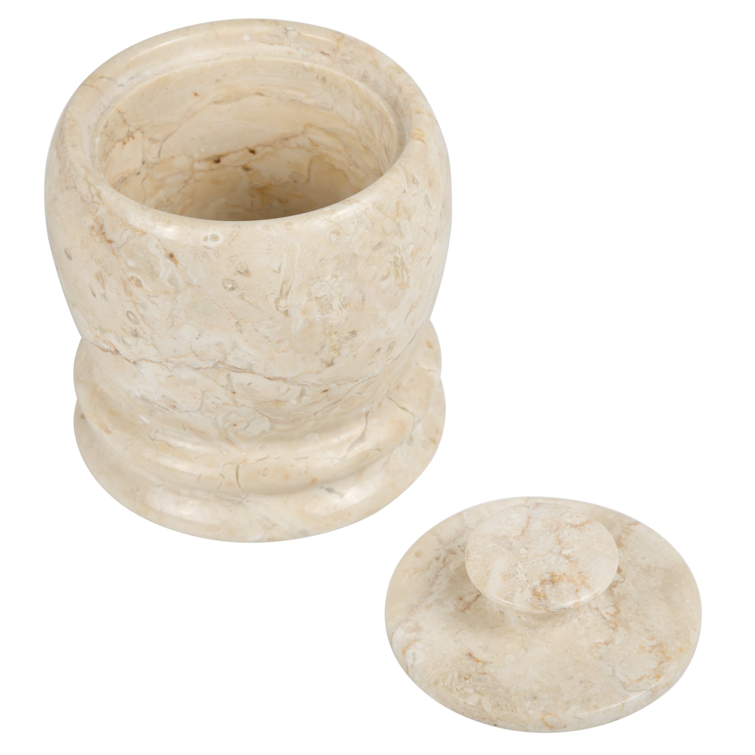 Creative Home 74198 Natural Champagne Marble Cotton Ball and Swab Holder, 3-5/8" Diam. x 4-3/4" H