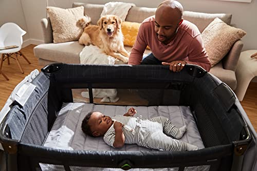 Safety 1st Play-and-Stay Play Yard, Easy fold, Full-Size Play Yard with Removable Full Bassinet, Dunes Edge