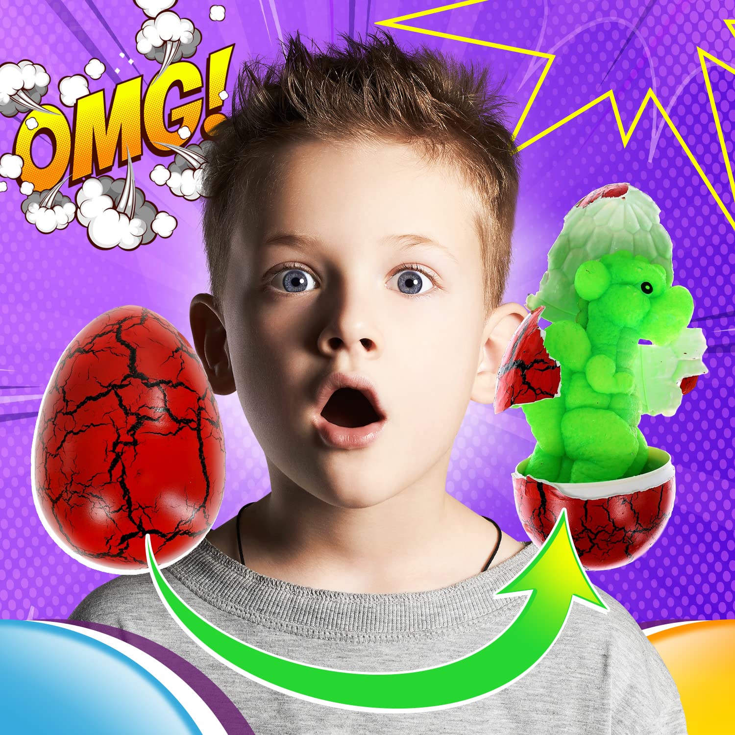 JA-RU Giant Hatching & Growing Dragon Eggs (1 Egg Assorted) Mystery Surprise Dinosaur Toys for Kids. Water Growing Toys. Easter Basket Birthday Party Stocking Stuffer. 4604-1A