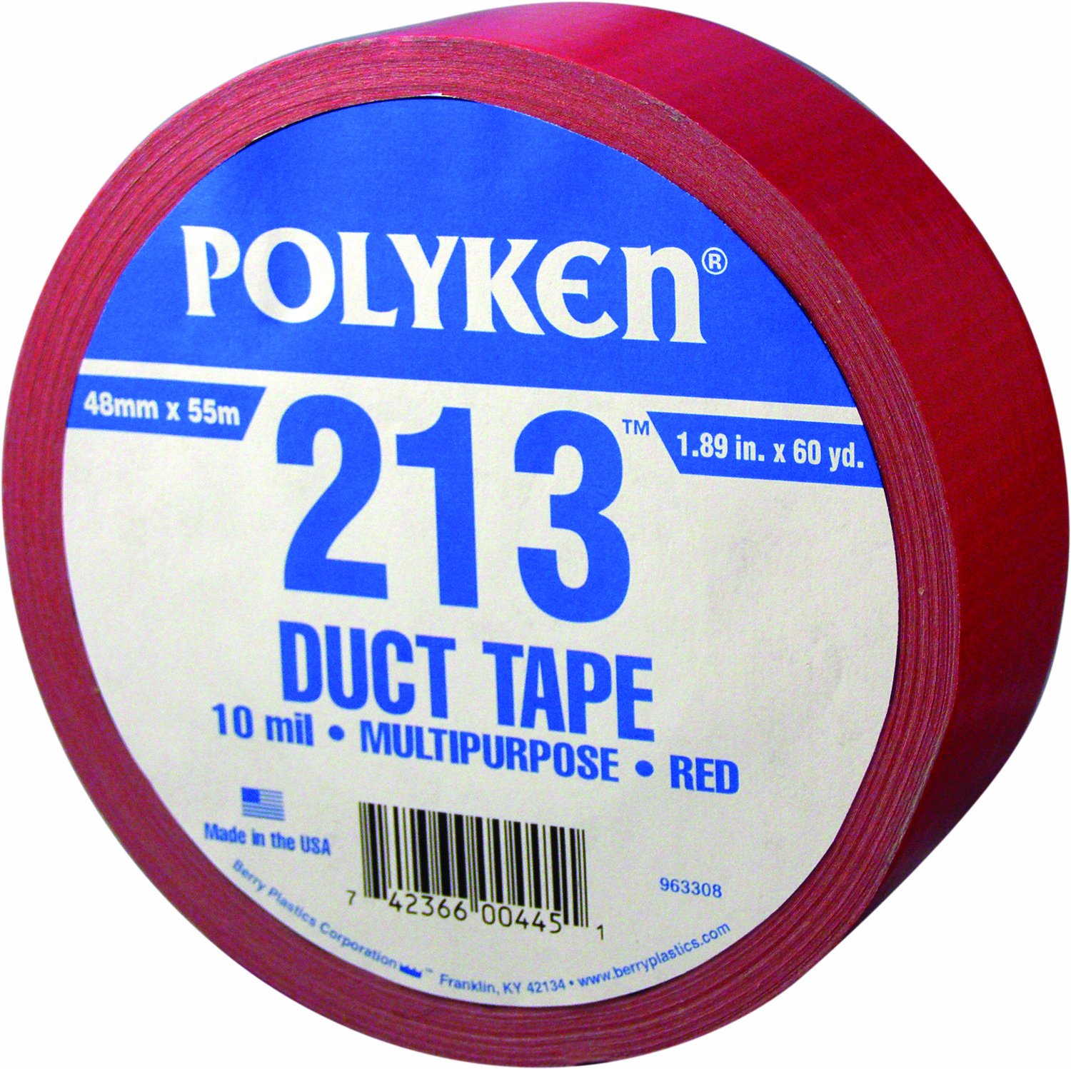 Berry Plastics Corporation 213 48mm x 55m 10mil Indoor Outdoor Cloth Duct Tape, Red