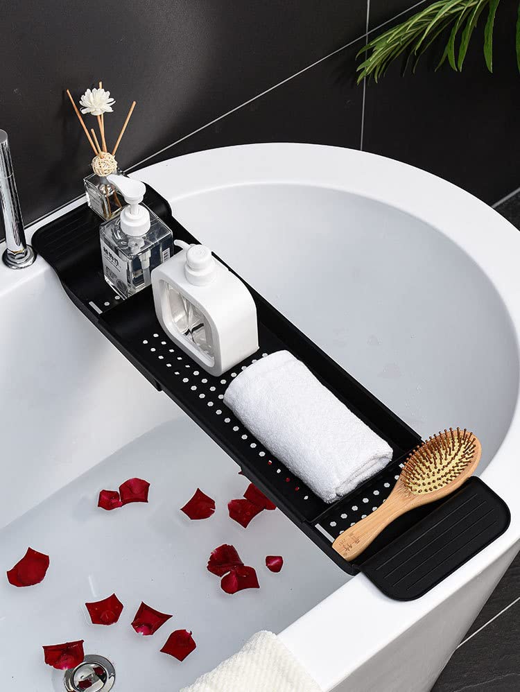 Bathtub Storage Tray Mobile Phone Support Bathtub Telescopic Storage Rack Bathtub tub tub Storage Rack Storage Plate, 56-78cm,B