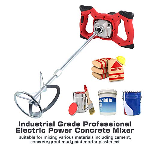 BriSunshine Electric Handheld Cement Mixer,2100W Concrete Paint Mixer Drill,Portable Mud Mixers for Mixing Mortar Plaster,6 Speed Adjustment 110V(UL Certified)