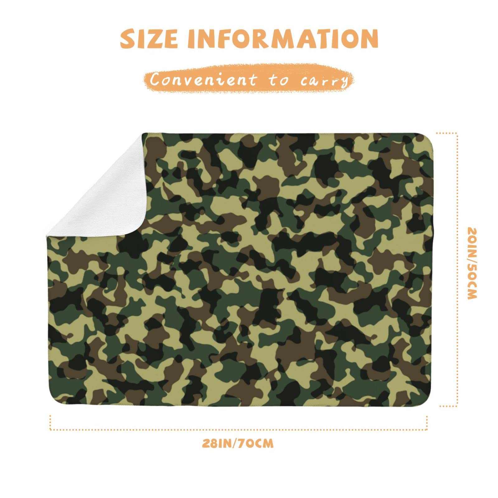 Camouflage Diaper Changing Pad Portable Toddler Diaper Changing Mat Soft and Leak Resistant Liners Waterproof Cotton Reusable Baby Change Pads for Home Travel
