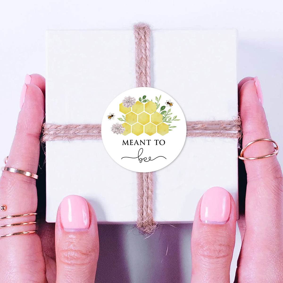 Bee Meant to Bee Stickers, 1 Inch Mint to Be Wedding Party Favor Sticker Labels, 120-Pack