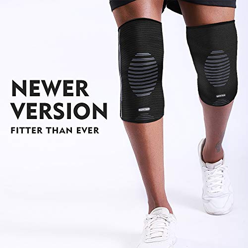 BERTER Knee Compression Sleeve Support for Running, Jogging, Sports - Brace for Joint Pain Relief, Arthritis and Injury Recovery - A Pair (Black, Medium(15.5-18.0"))