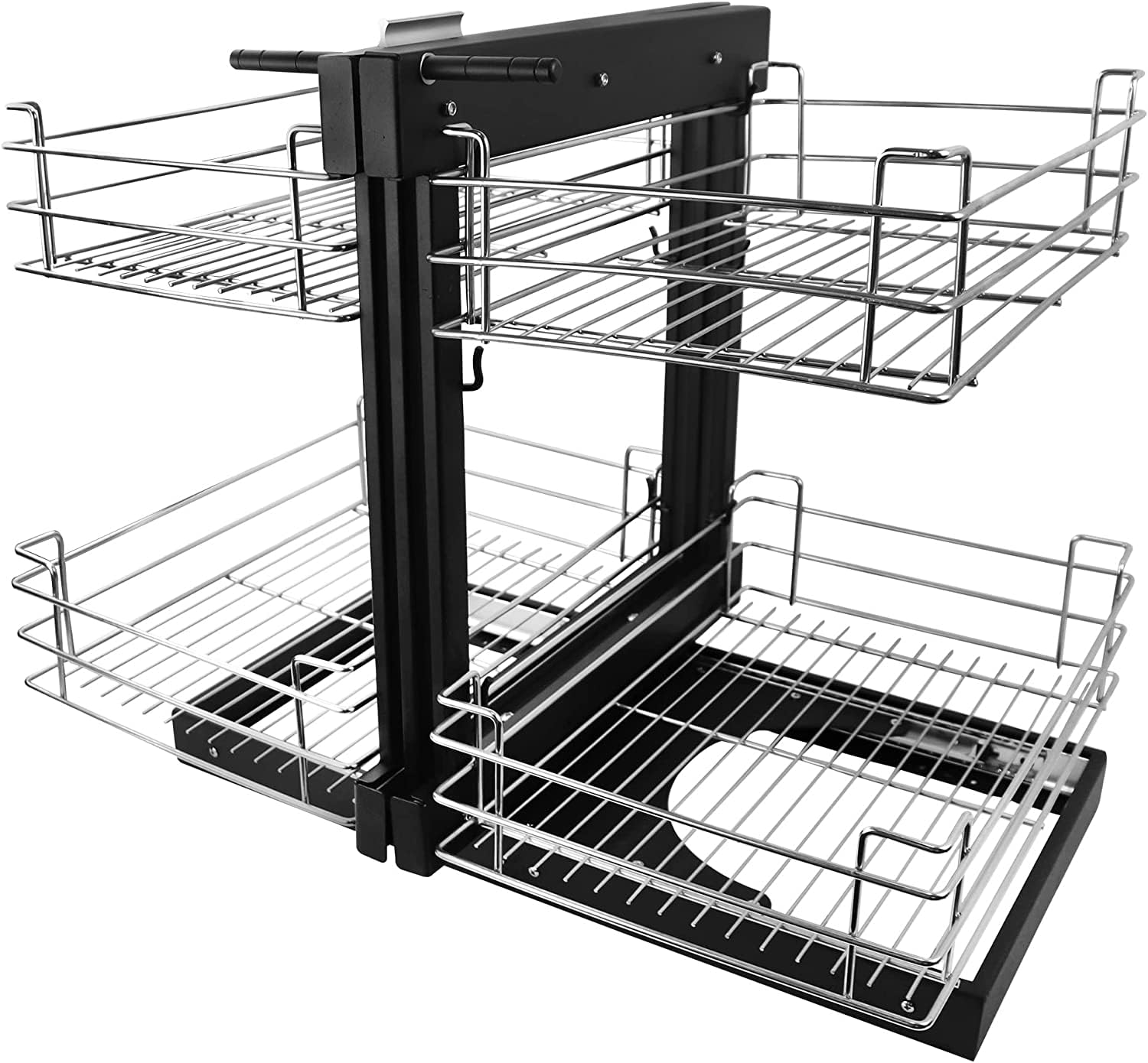 Blind Corner Cabinet Pull Out, 15in Opening Soft Close Heavy Duty Kitchen Corner Cabinet Organizer, 4 Chrome Plated Storage Baskets, for cabinets Minimum Size: 18.89" D*27.16" W*22.83" H