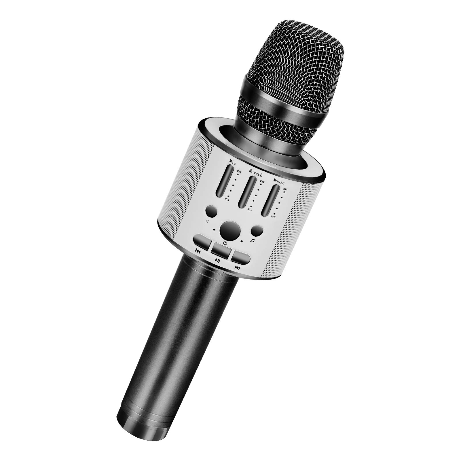 BONAOK Bluetooth Wireless Karaoke Microphone, Portable Rechargeable Karaoke Machine Speaker with Stereo Sound Party Home Birthday Gift for All Smartphone/PC (Space gray)