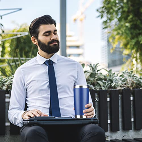 EcoMozz 20oz Tumbler Stainless Steel Vacuum Insulated Mug with Lid, Double Wall Travel Mug, Durable Powder Coated Coffee Cup, Suitable for Ice Drinks and Hot Beverage(New Blue 6 pack)