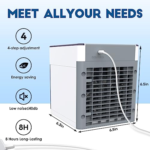 Portable Air Conditioner, 3-IN-1 Evaporative Air Cooler, 4-Speed Mini Air Conditioners with USB for Room/Office/Camping