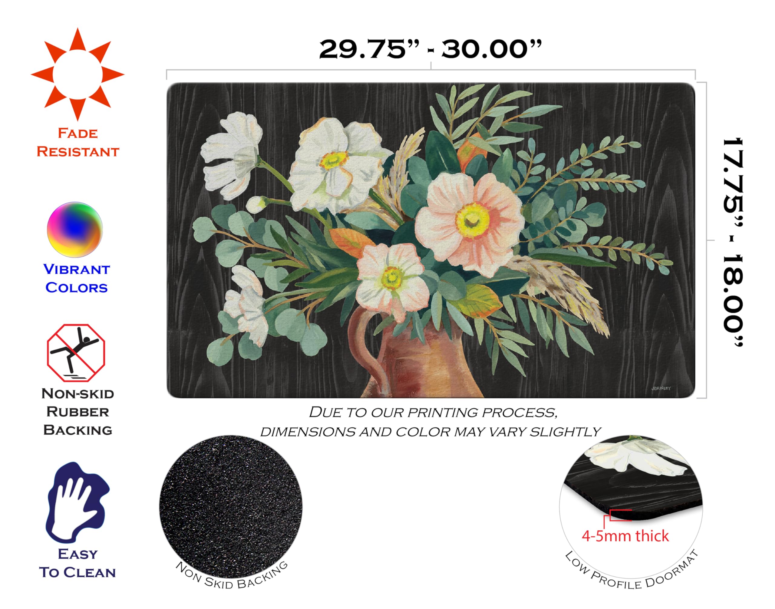 Toland Home Garden 800526 Rustic Bouquet Spring Door Mat 18x30 Inch Flower Outdoor Doormat for Entryway Indoor Entrance