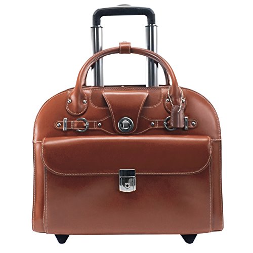 McKlein Women's EDGEBROOK Wheeled Non-Detachable Briefcase, Brown, 17"x6"x13.5"