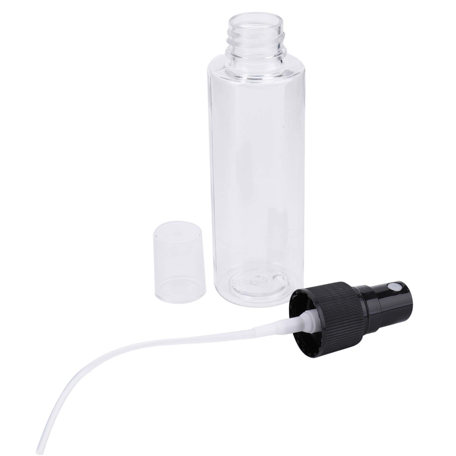 Bekith 30 Pack 2 oz Clear PET Spray Bottles with Black Fine Mist Sprayer for Essential Oils, Travel, Perfumes, Reusable Empty Liquid Containers with 6pcs Funnels and 48pcs Labels