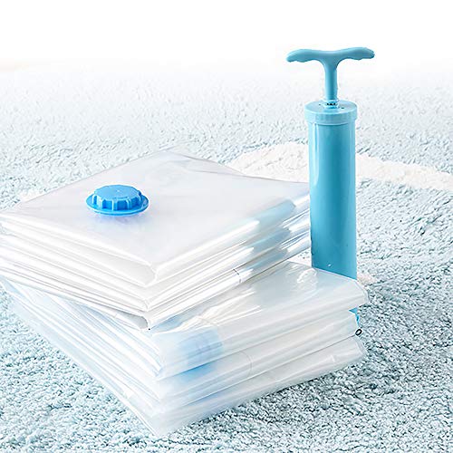 Vacuum Storage Bags Space Saving Bags for Comforters Clothes Pillow Bedding Blanket Storage, Double Zip Lock Seal & Leak Valve, Free Travel Hand Pump Included (4 Pack Medium - 28 * 20 inches)