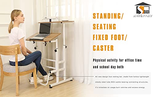 SDADI 2 Inches Carpet Wheels Mobile Standing Desk Stand Up Desk Height Adjustable Home Office Desk with Standing and Seating 2 Modes 3.0 Edition, Light Grain S001WFLT