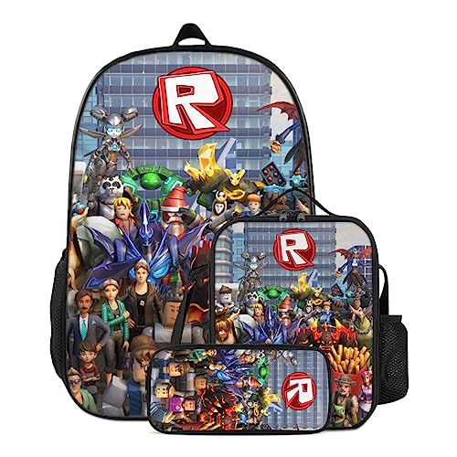 BENGUA 3 Pcs Backpack for Boys Women Casual Bag Daypack with Insulated Lunch Box Pencil Case Box Pouch for Work Travel Outdoor